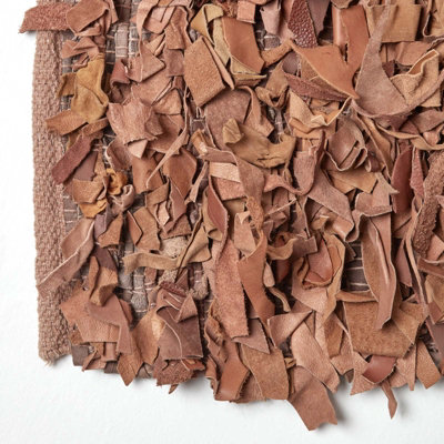 Homescapes Dallas Leather Shaggy Rug Brown, 150 x 240 cm