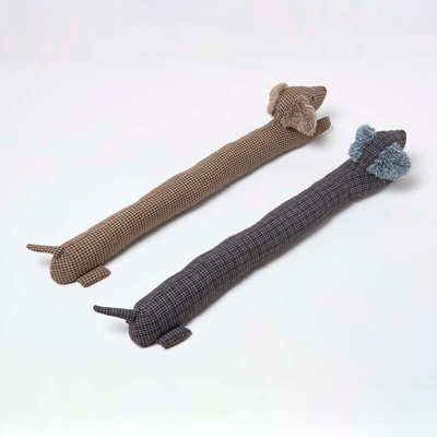 Homescapes Fabric Dog Draft Stopper, Set of 2 Dachshund Door Draft ...