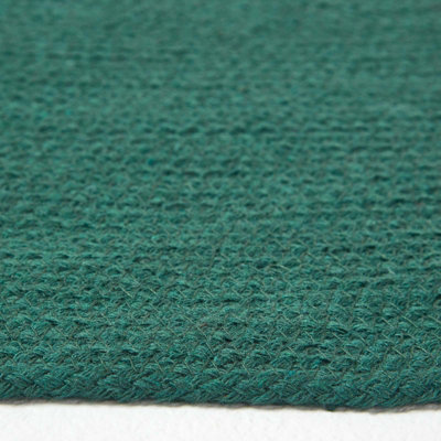 Homescapes Forest Green Handmade Woven Braided Oval Rug, 60 x 90 cm ...