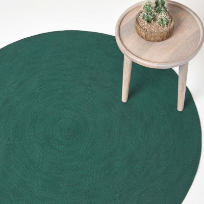 Homescapes Forest Green Handmade Woven Braided Round Rug, 150 cm | DIY ...