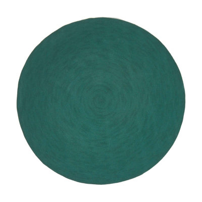 Homescapes Forest Green Handmade Woven Braided Round Rug, 150 cm