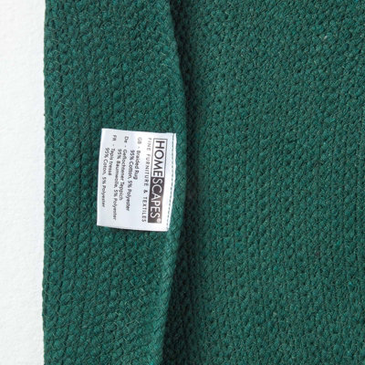 Homescapes Forest Green Handmade Woven Braided Round Rug, 150 cm