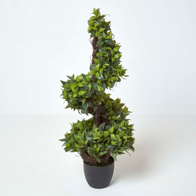 Homescapes Green Artificial Bay Tree Spiral Shape in Pot, 4 Ft at B&Q