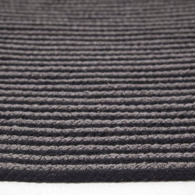 Homescapes Grey and Black Handmade Woven Spiral Braided Rug, 150 cm Round