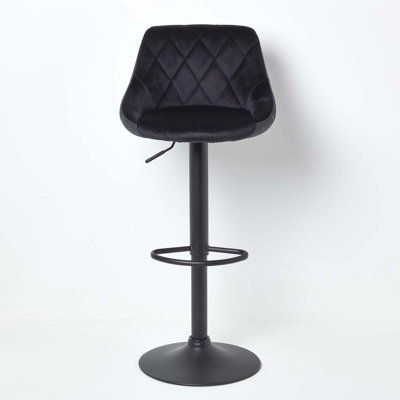 Homescapes Henley Brown Velvet and Leather Height Adjustable Bar Stool ...