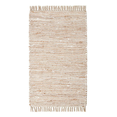 Homescapes Horizon Neutral Chevron Hemp Chindi Rug, 90 x 150 cm