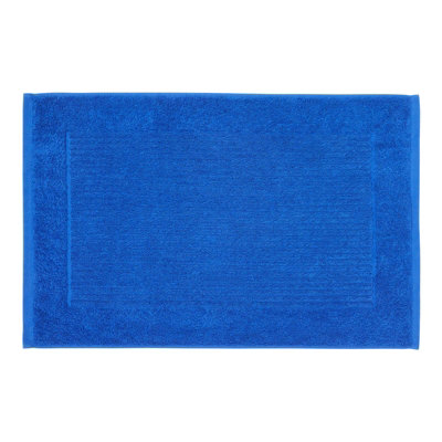 Homescapes Imperial Plain Cotton Royal Blue Bath Mat | DIY at B&Q