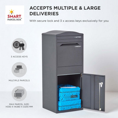Homescapes Large Curved Top Front Access Dark Grey Smart Parcel Box