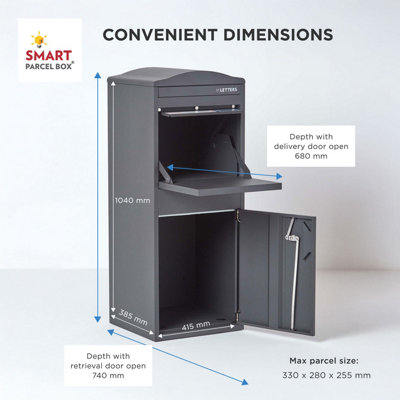 Homescapes Large Curved Top Front Access Dark Grey Smart Parcel Box