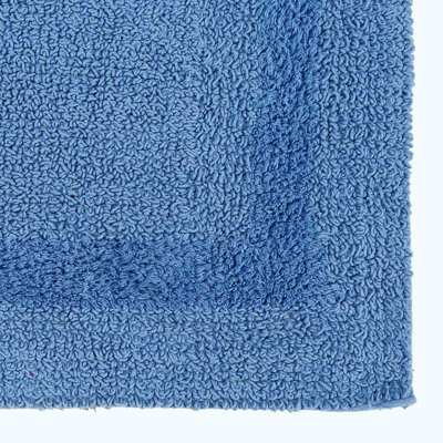 Homescapes Luxury Reversible Cotton Bath Mat Set - Cobalt Blue