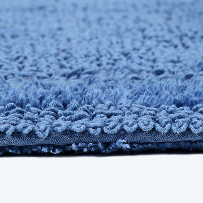 Homescapes Luxury Reversible Cotton Bath Mat Set - Cobalt Blue
