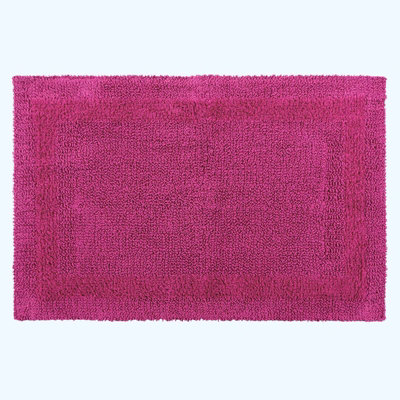 Homescapes Luxury Reversible Cotton Bath Mat Set - Raspberry
