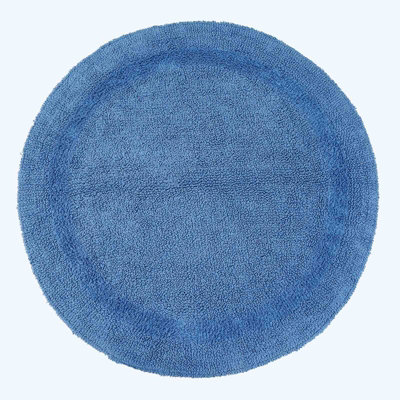 Homescapes Luxury Reversible Round Bath Mat - Cobalt Blue