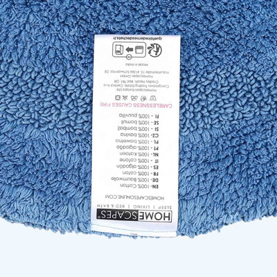 Homescapes Luxury Reversible Round Bath Mat - Cobalt Blue