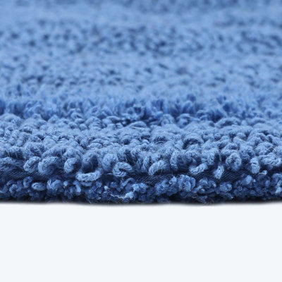 Homescapes Luxury Reversible Round Bath Mat - Cobalt Blue