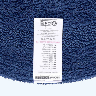 Homescapes Luxury Reversible Round Bath Mat - Navy Blue