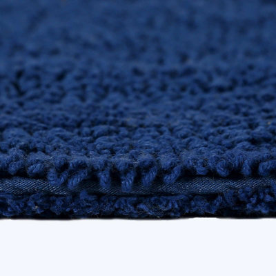 Homescapes Luxury Reversible Round Bath Mat - Navy Blue