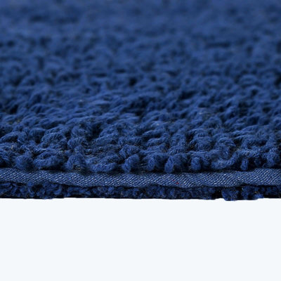 Homescapes Luxury Reversible Round Bath Mat - Navy Blue