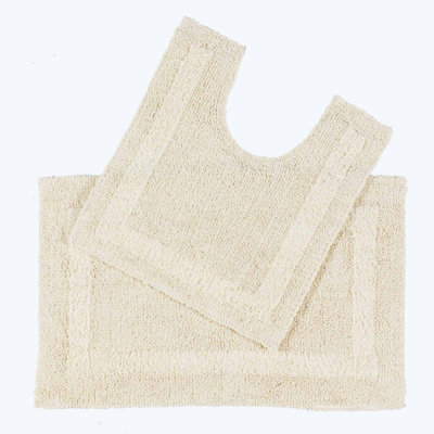 Homescapes Luxury Two Piece Cotton Cream Bath Mat Set