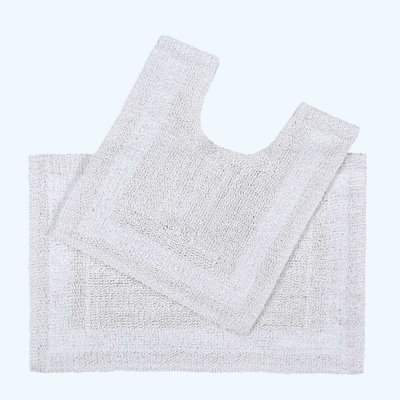 Homescapes Luxury Two Piece Cotton White Bath Mat Set