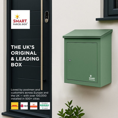 Homescapes Medium Front Access Green Smart Parcel Box | DIY at B&Q