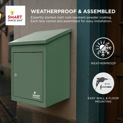 Homescapes Medium Front Access Green Smart Parcel Box | DIY at B&Q