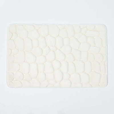 Homescapes Memory Foam Pebble Design Cream Bath Mat | DIY at B&Q