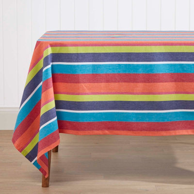 Homescapes Multi Colour Striped Tablecloth 137 x 178 cm | DIY at B&Q