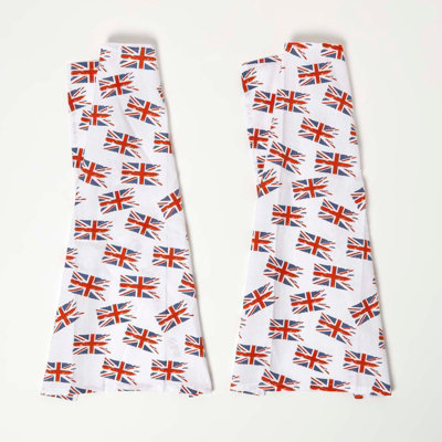 Homescapes Multi Colour Union Jack Cotton 100% Cotton Tea Towels Set of Two