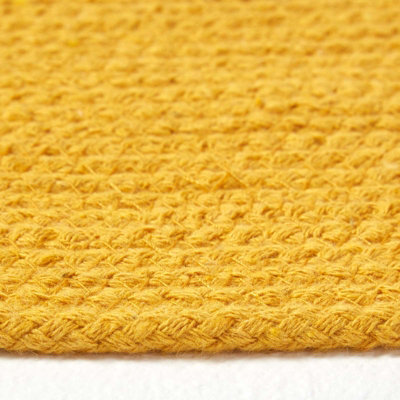 Homescapes Mustard Yellow Handmade Woven Braided Round Rug, 150 cm