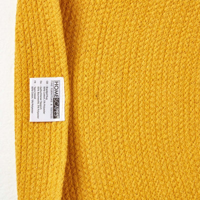 Homescapes Mustard Yellow Handmade Woven Braided Round Rug, 150 cm