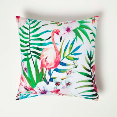 Homescapes Pink Flamingo Outdoor Cushion 45 x 45 cm | DIY at B&Q