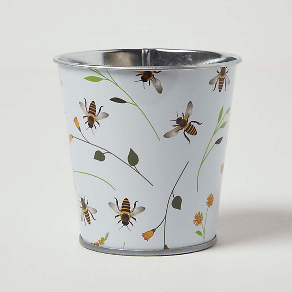 HOMESCAPES Set of 3 Green and White Indoor Plant Pots with Floral Bee ... HOMESCAPES Set of 3 Green and White Indoor Plant Pots with Floral Bee ...
