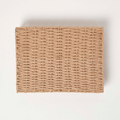 Homescapes Set of 3 Natural Woven Rectangle Storage Trays