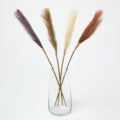 Homescapes Set of 4 Artificial Natural Handcrafted Pampas Grass, 78 cm