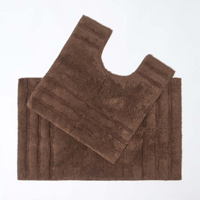 Homescapes Spa Supreme Luxury Brown Bath Mat and Pedestal Set | DIY at B&Q
