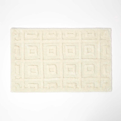 Homescapes Tufted Tile Bath Mat Cream Cotton Blend 50 x 80 cm
