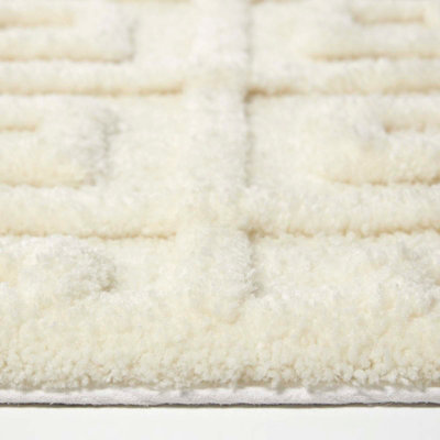 Homescapes Tufted Tile Bath Mat Cream Cotton Blend 50 x 80 cm