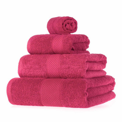 Homescapes Turkish Cotton Raspberry Bath Towels Set