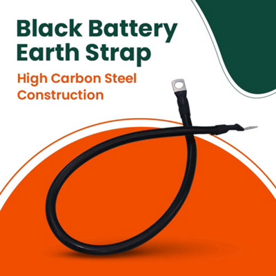 HomeSmart 450mm Black Battery Earth Strap, 8mm Ring Hole - Heavy Duty ...