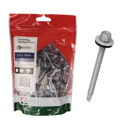 Homesmart 50 x Roofing Screws for Metal Sheets & Cladding Self Drill 55 ...