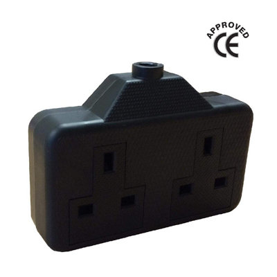 HomeSmart Black Heavy Duty Double Socket Extension Lead High Impact ...
