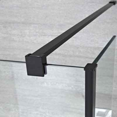 HomeStyleStore 1000mm Black Recessed Walk In Wet Room Shower Enclosure ...