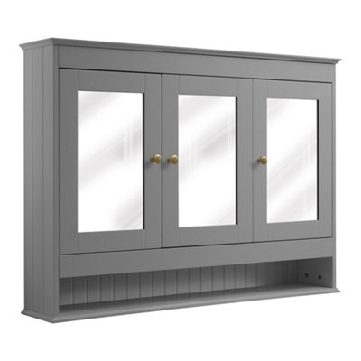 HomeStyleStore 1050 x 750mm Light Grey Wall Mounted Mirrored Door ...