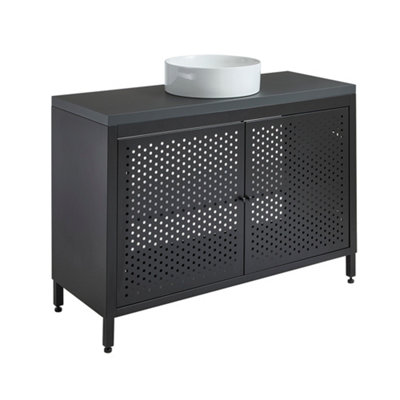 HomeStyleStore 1200mm Black Metal Floorstanding Bathroom Vanity Unit ...