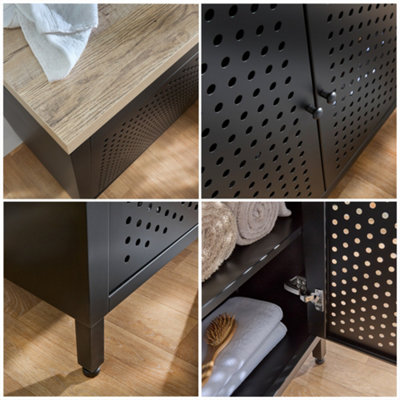 HomeStyleStore 1200mm Black Metal Floorstanding Bathroom Vanity Unit ...