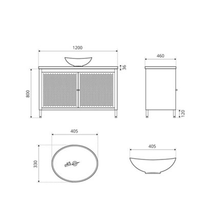 HomeStyleStore 1200mm Black Metal Floorstanding Bathroom Vanity Unit ...