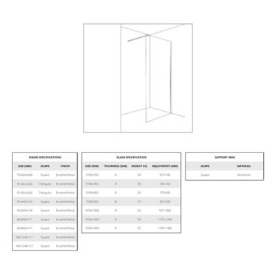 HomeStyleStore 1200mm Black Recessed Walk In Wet Room Shower Enclosure ...