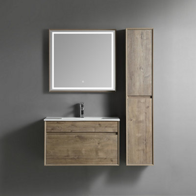 HomeStyleStore 1500mm Chestnut Wall Mounted Waterproof Bathroom Storage ...