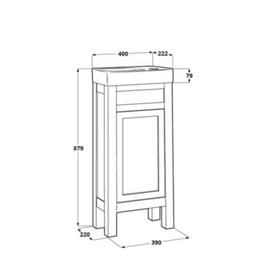 HomeStyleStore 400mm Black Grey Floorstanding Bathroom Vanity Unit with ...